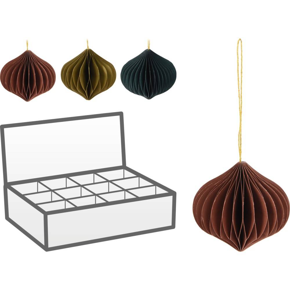 12 Dark Paper Onion Hangers - Elegant Decor Balls