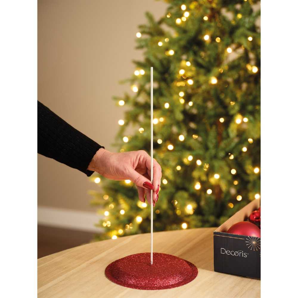 Pyramide de boules de Noël rouges | Décoration pour table de Noël ...