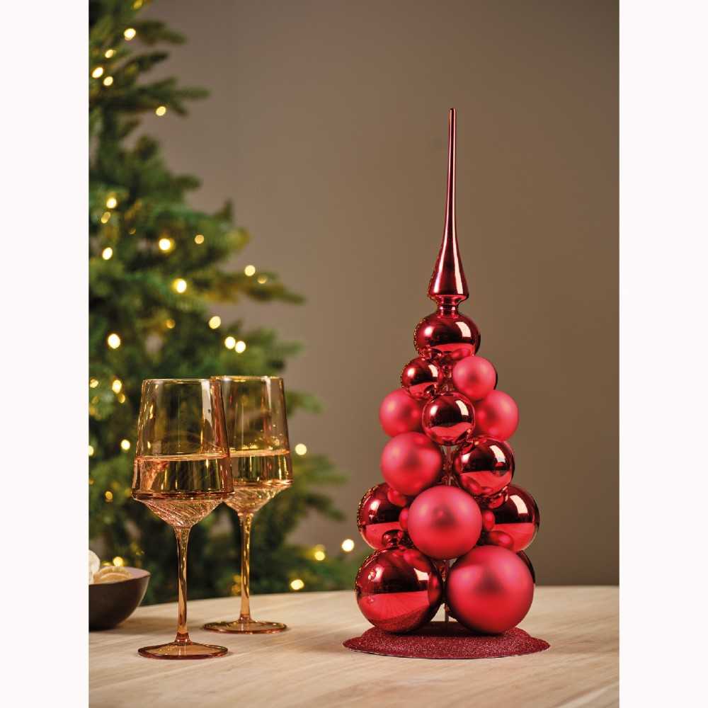 Piramide van rode kerstballen | SAPINS.BE SRL